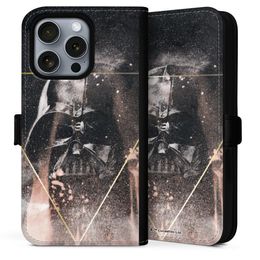 DeinDesign iPhone 16 Pro Max Handy Klapph&uuml;lle Handyh&uuml;lle aus Kunst Leder schwarz Flip Case Star Wars Darth Vader Official Licensed Product Sideflip mit Lasche