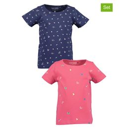 Blue Seven 2er Set: Shirts in Dunkelblau/ Pink - 54% | Gr&ouml;&szlig;e 104 | Kinder-oberteile