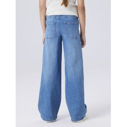 name it M&auml;dchen Weite Jeans "NKFPOLLY X-WIDE JEANS 3057-FR NOOS", blau, Gr. 134, leichte Abriebeffekte, Denim/Jeans, Obermaterial: 98% Baumwolle, 2%