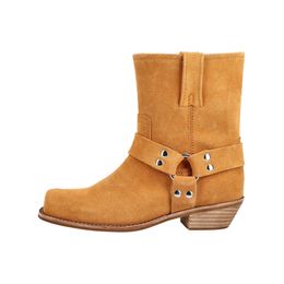 Damen Bikerboots "Jeffrey Campbell Stiefelette Veloursleder", Jeffrey Campbell, Gr. 39orange, Veloursleder, Schuhe