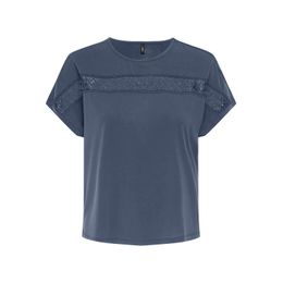 Only Damen Kurzarmshirt "ONLFREE LIFE S/S LACE PANEL TOP JRS", blau, Gr. S, unifarben, Jersey, Obermaterial: 70% Modal, 30% Polyester, Shirts