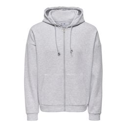Only & Sons ONLY & SONS Herren Kapuzensweatshirt "ONSCHASE REG ZIP HOOD OTL", grau, Gr. L, meliert, angeraute Sweatware, Obermaterial: 52% Baumwolle, 48%
