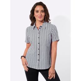 Kurzarmbluse Casual Looks, Damen, Gr. 38, schwarz, wei&szlig;, gestreift, 100% Baumwolle, gemustert, mehrfarbig, Blusen