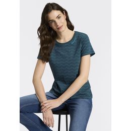 Ragwear Damen Kurzarmshirt "MINTTA ZIG ZAG O", gr&uuml;n, Gr. XL, bedruckt, Jersey, Obermaterial: 100% Baumwolle, Shirts, in Zick-Zack-Optik mit