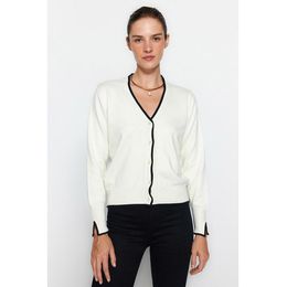 Trendyol Cardigan in Creme/ Schwarz - 62% | Gr&ouml;&szlig;e S | Damen-pullover-cardigans