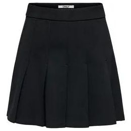 Minirock Only "ONLPOPTRASH LIFE HW PLEAT SKIRT CC PNT", Damen, Gr. S, schwarz, Milano Rib, Obermaterial: 63% Viskose, 32% Nylon, 5% Elasthan, unifarben, kurz, R&ouml;cke Minirock, elastisches B&uuml;ndchen, Falten Details