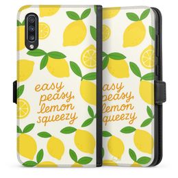 DeinDesign Galaxy A70 Handy Klapph&uuml;lle Handyh&uuml;lle aus Kunst Leder schwarz Flip Case Spruch Statement Lemon Sideflip mit Lasche