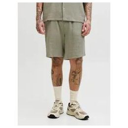 Jack & Jones Jogger Pants JACK & JONES "JPSTJAIDEN PATRAS JOGGER SHORT REG", Damen, Gr. XS, N-Gr, seagrass, Web, Obermaterial: 100% Baumwolle, unifarben, relaxed fit knielang, Hosen