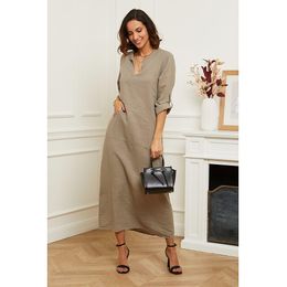 Le Monde du Lin Leinen-Kleid in Taupe - 79% | Gr&ouml;&szlig;e 40/42 | Damen-kleider