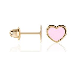 OR &Eacute;CLAT Gold-Ohrstecker "Coeur rose" - 70% | Kinderschmuck
