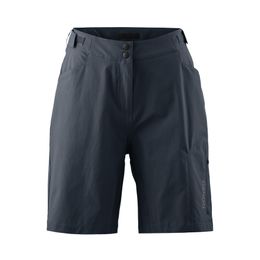 Fahrradhose Gonso "Adventure Shorts W", Damen, Gr. 48, Normalgr&ouml;&szlig;en, blau (nachtblau), 90% Polyamid, 10% Elasthan, Hosen Fahrradhose, Damen Radhose mit einkn&ouml;pfbarer Radunterhose mit Sitzpolster