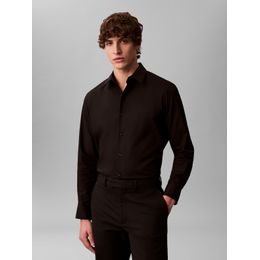 Calvin Klein Herren Businesshemd "LS SOLID STRETCH CLASSIC SHIRT", schwarz, Gr. XXL, unifarben, Web, Obermaterial: 96% Baumwolle, 4% Elasthan,