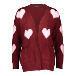 miss goodlife Cardigan "Hearts" in Bordeaux/ Ros&eacute; - 75% | Gr&ouml;&szlig;e M | Damen-pullover-cardigans