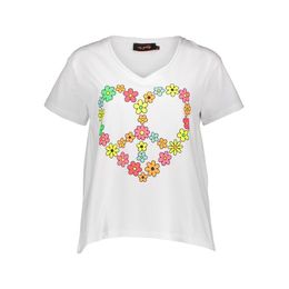 miss goodlife Shirt "Heart Peace" in Wei&szlig;/ Bunt - 81% | Gr&ouml;&szlig;e L | Damen-tops