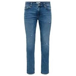 Only & Sons Slim-fit-Jeans ONLY & SONS "ONSLOOM SLIM JOG BOX PIM MU OTL", Herren, Gr. 32, L&auml;nge 30, medium blau denim, Denim/Jeans, Obermaterial: 70% Baumwolle, 28% Polyester, 2% Elasthan, unifarben, slim fit kn&ouml;chellang, Jeans Slim-fit-Jeans