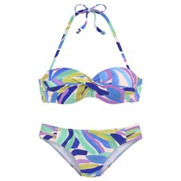 s.Oliver Damen B&uuml;gel-Bandeau-Bikini, bunt, Gr. 34, gemustert, Recycling-Polyamid, Bikini-Sets, mit modischem Design