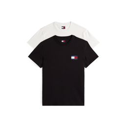 Tommy Jeans Herren T-Shirt "TJM SLIM 2PACK ESS FLAG TEE", schwarz-wei&szlig;, Gr. XL, Single Jersey, Obermaterial: 100% Baumwolle, Shirts