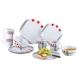Berger Dots Geschirr-Set 16-tlg. rot f&uuml;r 4 Personen - Kunststoff und Melamin Geschirr-Sets