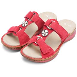 Pantolette Ara "HAWAII", Damen, Gr. 37, beere, Veloursleder, unifarben, Schuhe Pantolette, Keilabsatz, Sommerschuh, Schlupfschuh mit Schmuckelement