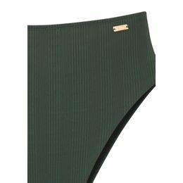 Damen Highwaist-Bikini-Hose "Nela", gr&uuml;n, Gr. 44, Copenhagen Studios, strukturiert, unifarben, Rippware, Recycling-Polyamid, Badehosen, mit h&ouml;herem