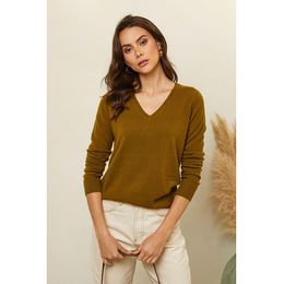 Soft Cashmere Pullover in Oliv - 77% | Gr&ouml;&szlig;e 38 | Damen-pullover-cardigans