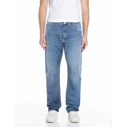 Replay Herren Straight-Jeans "Aideen", blau, Gr. 33, Denim/Jeans, Obermaterial: 98% Baumwolle, 2% Elasthan, Jeans, im 5-Pocket-Stil