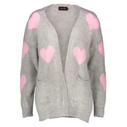 miss goodlife Cardigan "Hearts" in Grau/ Ros&eacute; - 68% | Gr&ouml;&szlig;e M | Damen-pullover-cardigans