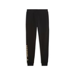 Puma Damen Trainingshose "ESS LOGO LAB METALLIC SWEATPANTS TR CL"Puma schwarz, Gr. M, bedruckt, Sweatware, Obermaterial: 68% Baumwolle, 32%