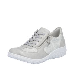 Rieker Damen Sneaker, Gr. 39silberfarben, wei&szlig;, Lederimitat, metallic, Schuhe, Halbschuh, Schn&uuml;rschuh, Freizeitsneaker mit floralem Muster