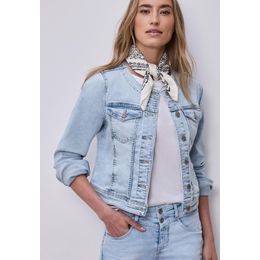 Jeansjacke Street One, Damen, Gr. 40, light blau washed, Jeans, 72% Baumwolle, 27% Polyester, 1% Elasthan, unifarben, normal normal, Rundhals, Manschette, Jacken Jeansjacke, in Denim-Optik