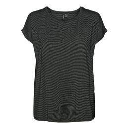 V&eacute;ro Moda VERO MODA Damen Rundhalsshirt "VMLAVA PLAIN SS TOP LUREX STRIPE", schwarz, Gr. XS, gestreift, Jersey, Obermaterial: 82% Viskose, 8% Polyester, 5%