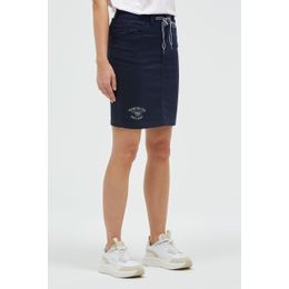 SOCCX Damen Jeansrock, blau, Gr. XS, bedruckt, Sweatware, Material: 86% Baumwolle, 13% Polyester, 1% Elasthan, R&ouml;cke, mit Baumwolle
