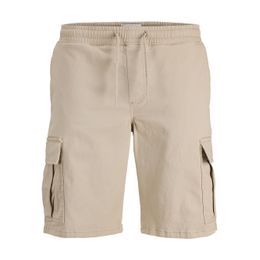 Jack & Jones Cargohose JACK & JONES "JPSTCOLE DYLAN CARGO SHORTS MID", Damen, Gr. XL, N-Gr, crockery, Web, Obermaterial: 98% Baumwolle, 2% Elasthan, unifarben, relaxed fit kn&ouml;chellang, Hosen Cargohose