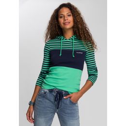 Kangaroos Damen Kapuzenshirt, bunt, Gr. 48, geringelt, gestreift, Rippware, Obermaterial: 100% Baumwolle. Kapuzenfutter: 100% Baumwolle, Shirts, aus