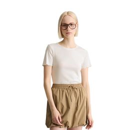 Marc O'Polo T-Shirt MARC O'POLO DENIM, Damen, Gr. XS, silky wei&szlig;, Rippware, Obermaterial: 96% Baumwolle, 4% Elasthan, slim fit, Rundhals, gewellter Abschluss, Shirts T-Shirt, slim aus Bio-Baumwoll-Stretchjersey