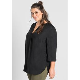 sheego Damen Longbluse, schwarz, Gr. 58, unifarben, 100% Viskose, Blusen