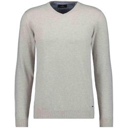 Ragman Herren V-Ausschnitt-Pullover, grau, Gr. S, Strick, 95% Baumwolle, 5% Kaschmir, Pullover