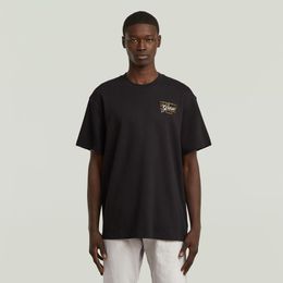 G-Star Raw G-STAR Herren T-Shirt "Script"dk schwarz, Gr. L, bedruckt, Jersey, Obermaterial: 100% Baumwolle, Shirts, mit kleinem Print auf der Brust, Regular Fit