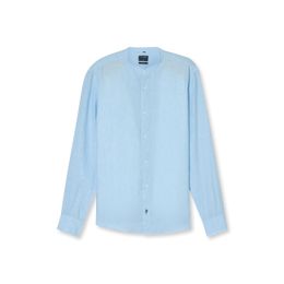 OLYMP Herren Langarmhemd "OLYMP Casual, Regular Fit, Stehkragen"hellblau, Gr. XL, 100% Leinen, Hemden
