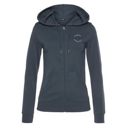 H.I.S. H.I.S Damen Kapuzensweatjacke, Gr. 32, blau, Interlock, Obermaterial: 60% Baumwolle, 40% Polyester, bestickt, unifarben, Basic, Sweatjacken, mit