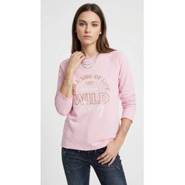 Zwillingsherz Damen Sweatshirt ""Wild Side Of Life"", pink, Gr. SM, unifarben mit Farbeinsatz, Sweatware, Obermaterial: 50% Baumwolle, 50% Polyester,