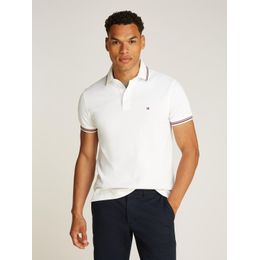 Tommy Hilfiger Herren Poloshirt "TIPPED SLIM FIT POLO", wei&szlig;, Gr. M, Jersey, Obermaterial: 96% Baumwolle, 4% Elasthan, Shirts, mit Kontrast-Details