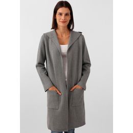 Zwillingsherz Damen Cardigan, grau, Gr. S, Sweatware, Obermaterial: 50% Viskose, 27% Polyester, 23% Polyamid, Strickjacken, Kapuze, Taschen, Langarm,
