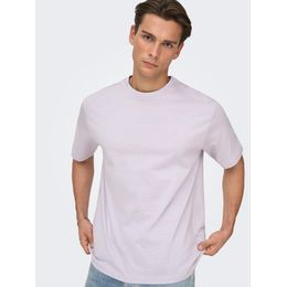 Only & Sons ONLY & SONS Herren Rundhalsshirt "ONSFRED RLX SS TEE"misty lila, Gr. M, unifarben, Single Jersey, Obermaterial: 100% Baumwolle, Shirts, Baumwolle,