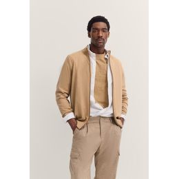 Bugatti Herren Strickjacke "Regular Fit", beige, Gr. XXL, unifarben, Strick, 95% Baumwolle, 5% Kaschmir, Strickjacken, mit Rei&szlig;verschluss und