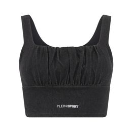 Plein Sport Damen Lauftop "Ps", schwarz, Gr. XS, Obermaterial: 93% Baumwolle, 7% Elasthan, Tops