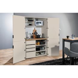 CARRYHOME Schrankk&uuml;che Heidelberg, Kaschmir, Holzwerkstoff, 3 Schublade(n) Schubladen, 124x200x70 cm, K&uuml;chen, Minik&uuml;chen