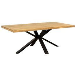 Livetastic Esstisch, Eiche, Schwarz, Holz, Metall, Eiche, vollmassiv, rechteckig, Sternfu&szlig;, 100x77x180 cm, Esszimmer, Tische, Esstische