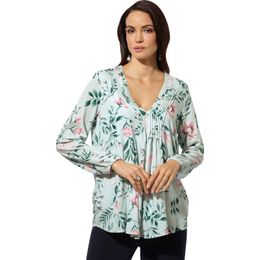 CR&Eacute;ATION L Damen Longbluse mit floralem Dessin kalkmint-aquapetrol-bedruckt Gr&ouml;&szlig;e 36