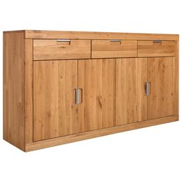 CARRYHOME Sideboard, Wildeiche, Holz, Wildeiche, massiv, 2 F&auml;cher, 3 Schublade(n) Schubladen, 177x91x42 cm, Typenauswahl, Beim&ouml;bel erh&auml;ltlich, in verschiedenen Holzarten erh&auml;ltlich, Holzm&ouml;bel, Kleinm&ouml;bel Holz, Holzkommoden, Sideboards Holz
